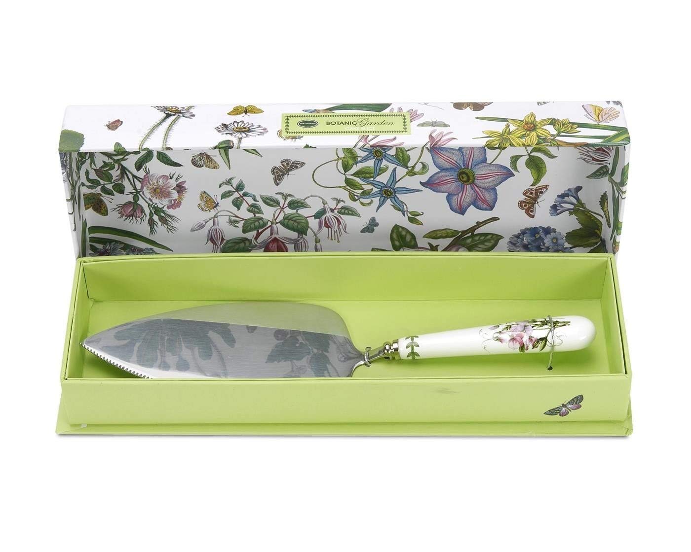 Portmeirion Botanic Garden Cake Server with Floral Motif | Stainless Steel Cake Knife with Porcelain Handle | Cake Cutter for Wedding Cakes, Pies, and Desserts