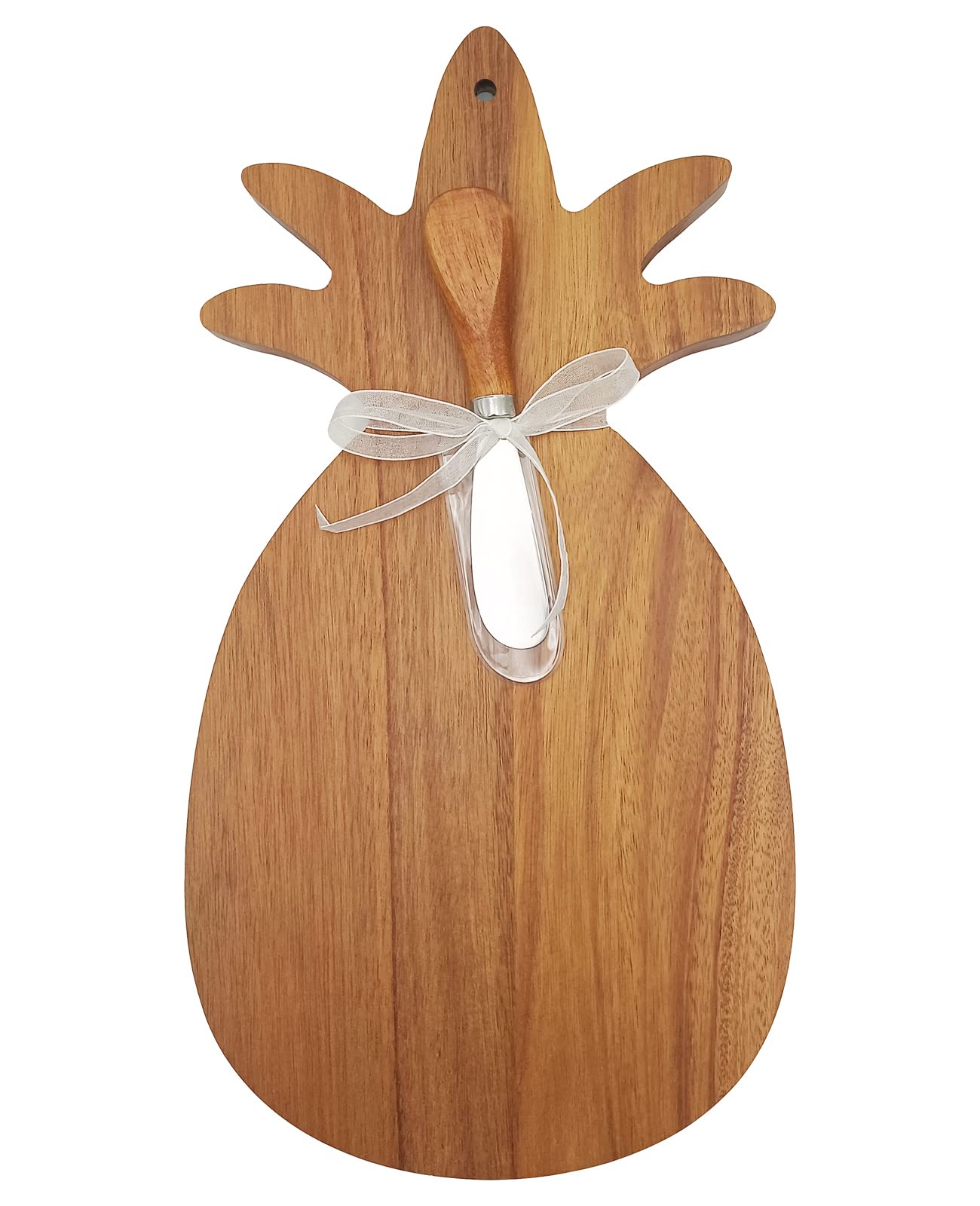 Pineapple Shaped Acacia Wood Serving and Cutting Board,Cute Charcuterie Board Cheese Platter with Cheese Spreader for Meat Cheese and Vegetables, Kitchen Decor Entertaining Gift Set-14 X 7.2 Inch