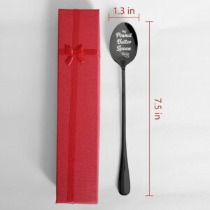 PZJIEAN My Peanut Butter Spoon Black Engraved Stainless Steel Spoon, Funny Peanut Butter Spoon Dessert Spoon Gifts for Dad Mom Grandpa Grandma Birthday Valentine Christmas Gift