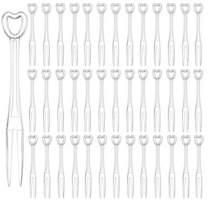 lassum 200pcs disposable plastic cocktail picks fruit forks,forks bistro cocktail forks tasting appetizer forks set mini cake forks (clear)