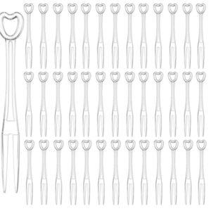 LASSUM 200PCS Disposable Plastic Cocktail Picks Fruit Forks,Forks Bistro Cocktail Forks Tasting Appetizer Forks Set Mini Cake Forks (Clear)