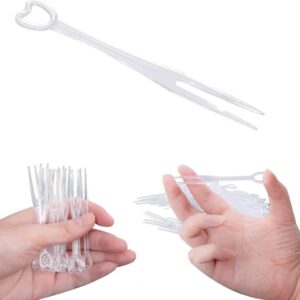 LASSUM 200PCS Disposable Plastic Cocktail Picks Fruit Forks,Forks Bistro Cocktail Forks Tasting Appetizer Forks Set Mini Cake Forks (Clear)