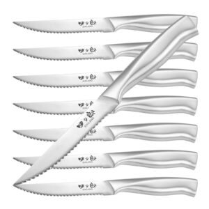 sixilang steak knives set, serrated steak knives set of 8, german stainless steel steak knife serrated dishwasher safe, home gifts for men and women