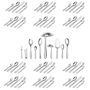 elegant 72-piece silverware set, stainless steel flatware set for 12 guests - comprehensive cutlery and serving utensils set, dishwasher safe