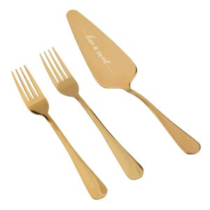 lillian rose gold wedding cake server set, 7.25"