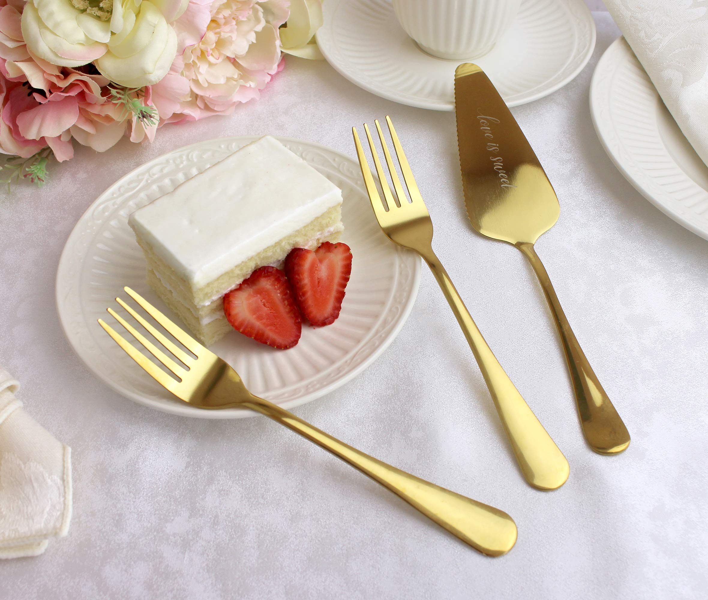 Lillian Rose Gold Wedding Cake Server Set, 7.25"