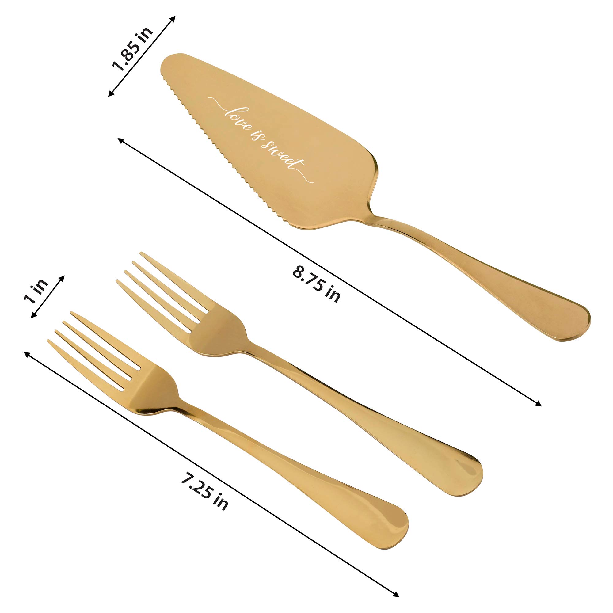 Lillian Rose Gold Wedding Cake Server Set, 7.25"