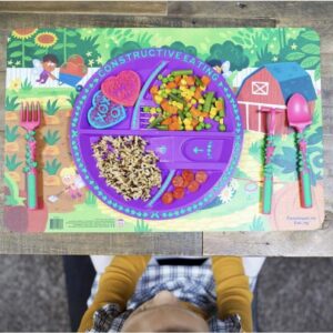 Constructive Eating Garden Fairy Plate, Placemat and Utensil Set