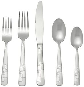 oneida quadratic 20 piece everyday flatware, service for 4, 18/0 stainless steel, silverware set, 3.6 x 6.3 x 10.3 inches