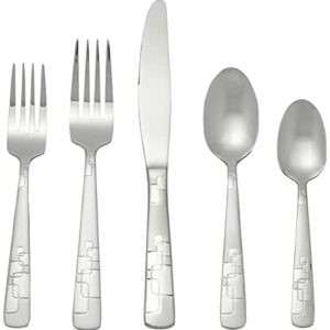 Oneida Quadratic 20 Piece Everyday Flatware, Service for 4, 18/0 Stainless Steel, Silverware Set, 3.6 x 6.3 x 10.3 inches