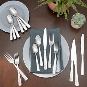 Oneida Quadratic 20 Piece Everyday Flatware, Service for 4, 18/0 Stainless Steel, Silverware Set, 3.6 x 6.3 x 10.3 inches