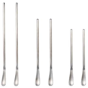 lomoker stainless steel coffee stir spoons, iced tea spoon, cocktail stirring sticks, round handle stirrers, 3 different sizes (5'', 6.3'', 8.7''), set of 6, silver