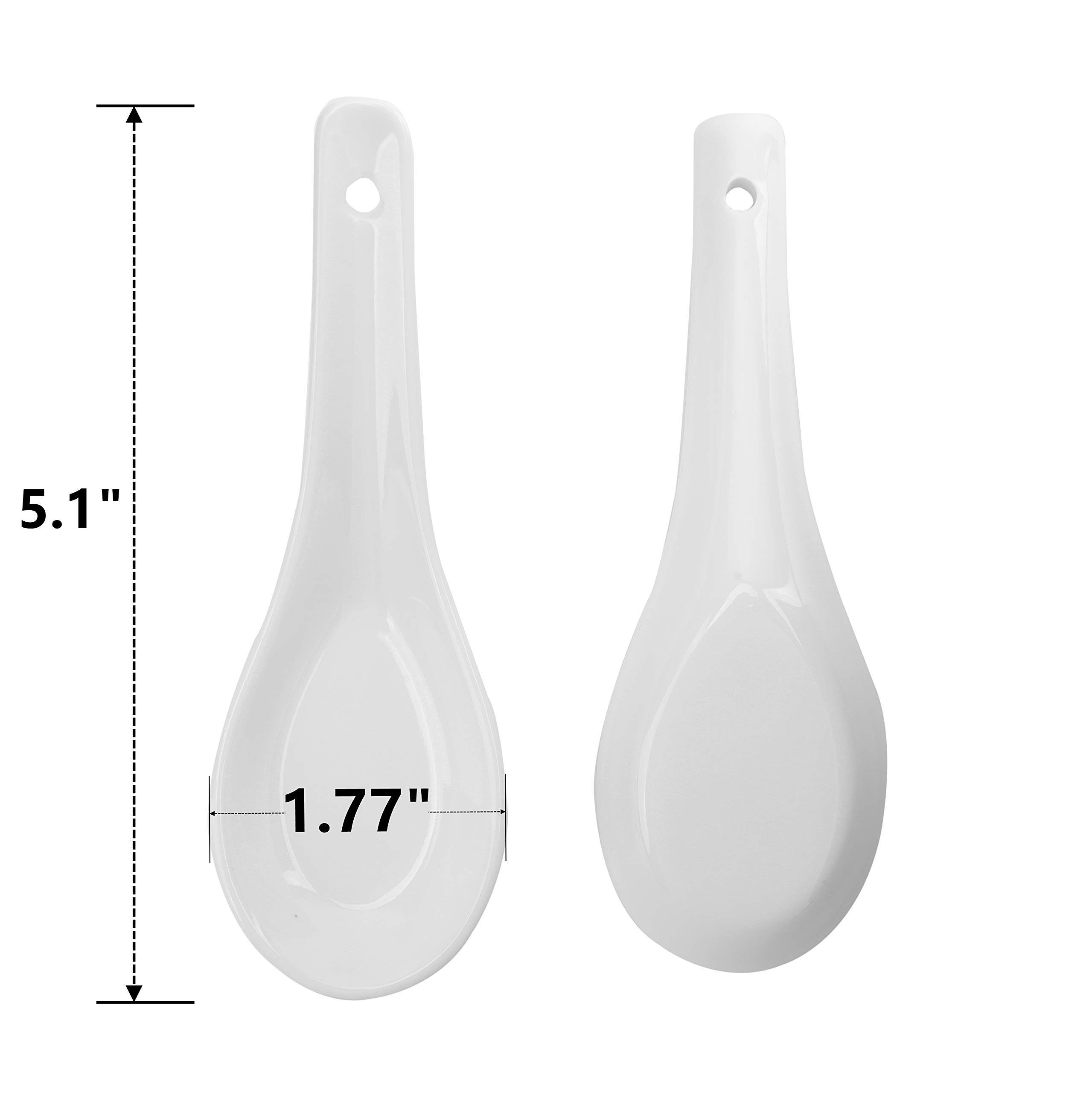 Yopay 24 Pack Soup Spoon Ceramic Asian Ramen Spoons, 5 Inch White Porcelain Spoons for Appetizer Wonton Dumpling Miso, White