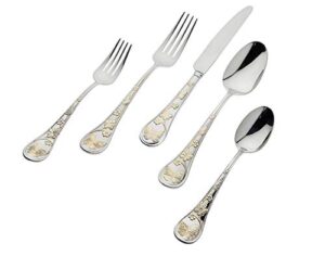 godinger flatware set of golden cutlery, knife/fork/spoon - service of 4