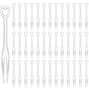 1000 pcs fruit forks disposable plastic cocktail picks small appetizer forks safety mini forks for appetizer heart shape cute mini cake forks plastic cocktail picks sticks for party food dessert