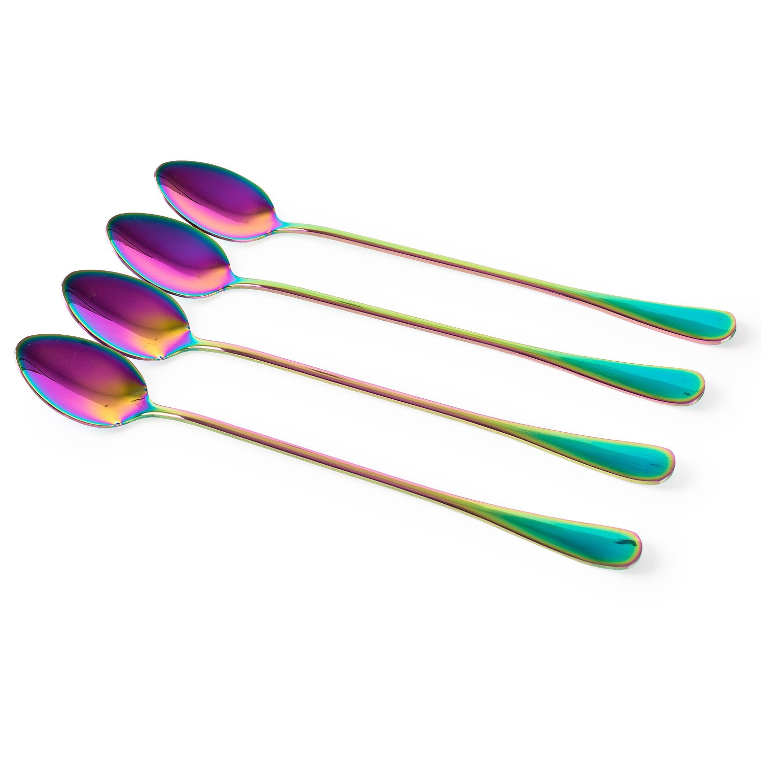 dhrbsx Long-Handled ice Tea Spoon, Cocktail stir Spoons, Stainless Steel Coffee Spoons, Colored ice Cream Scoop Set of 4