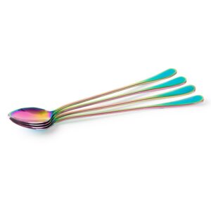 dhrbsx Long-Handled ice Tea Spoon, Cocktail stir Spoons, Stainless Steel Coffee Spoons, Colored ice Cream Scoop Set of 4