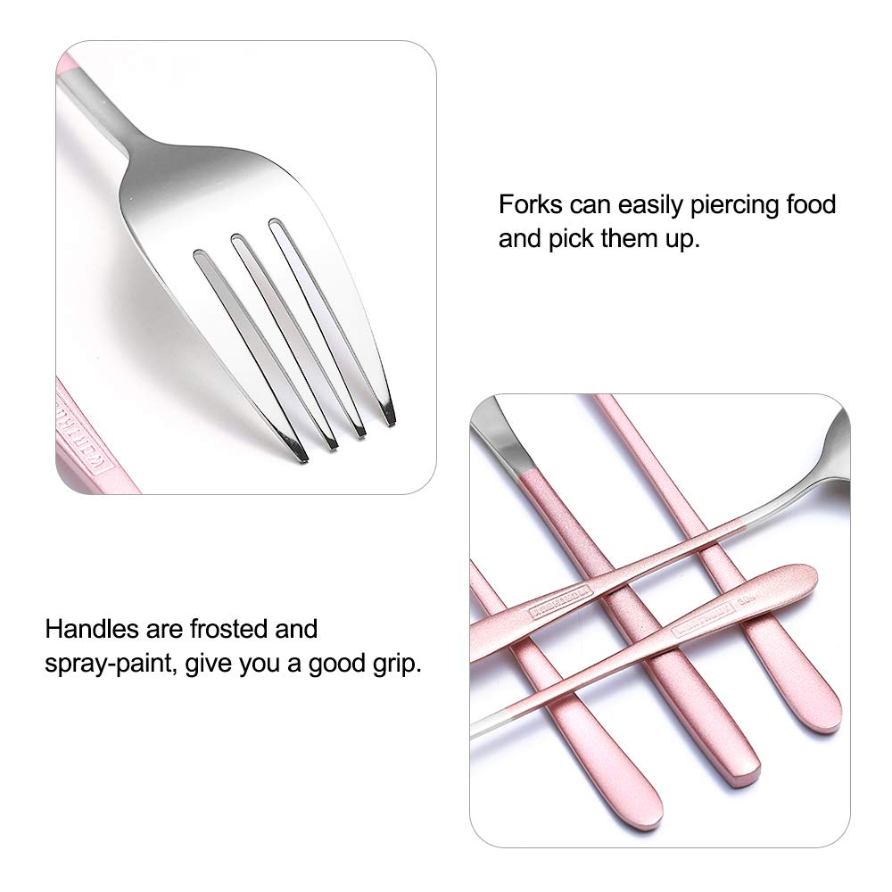 ArderLive Silverware Set, 20-Piece Stainless Steel Flatware Set Service for 4, Anti-Rust Mirror Polished Cutlery Set, Tableware Cutlery Set for Home Kitchen Hotel Restaurant (Pink+Sliver)