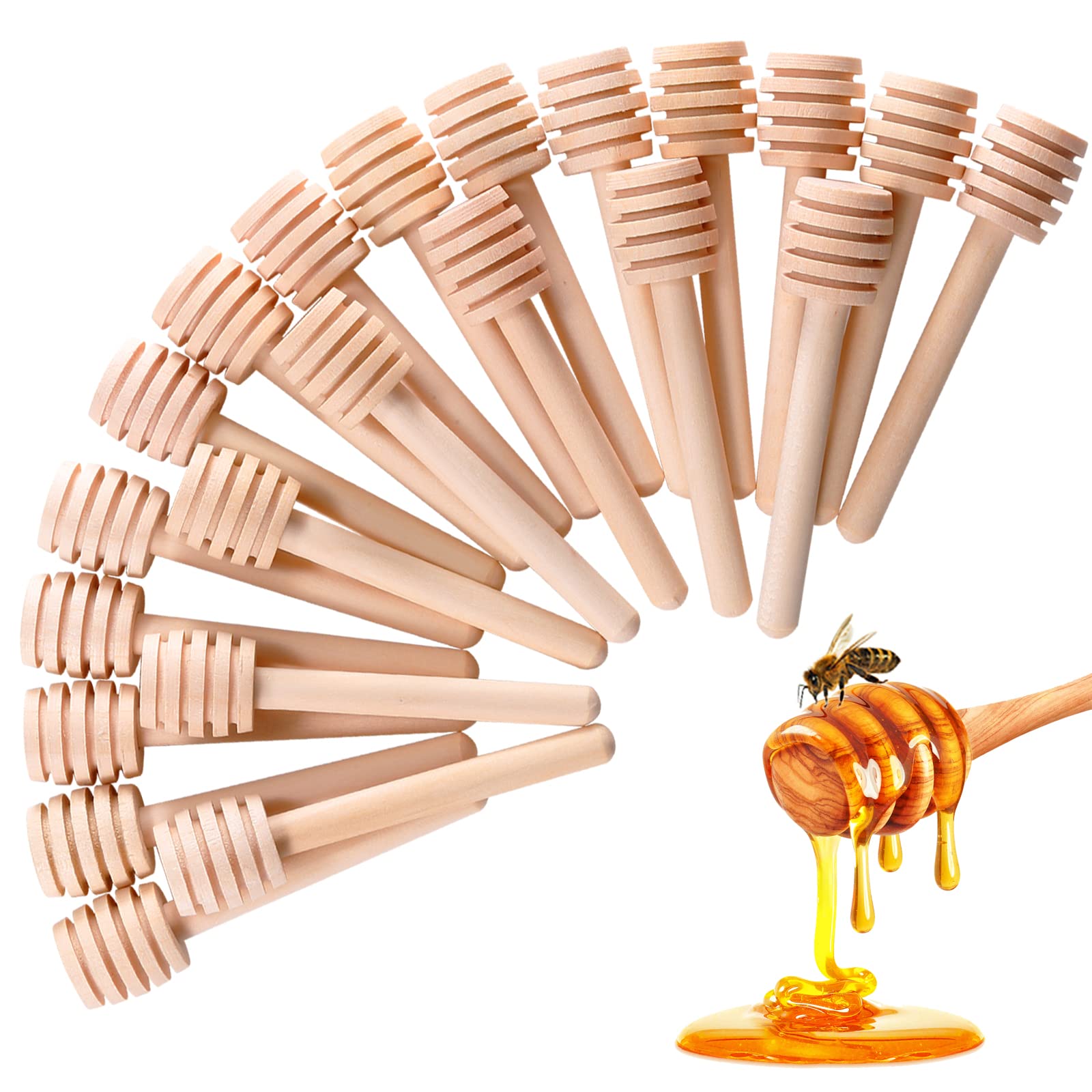 30 Pcs Honey Dipper Sticks, 3 inch Mini Wooden Honeycomb Stick, Small Honey Spoons Stirrer Stick for Honey Jar Dispense Drizzle Honey and Wedding Party Favors Gift