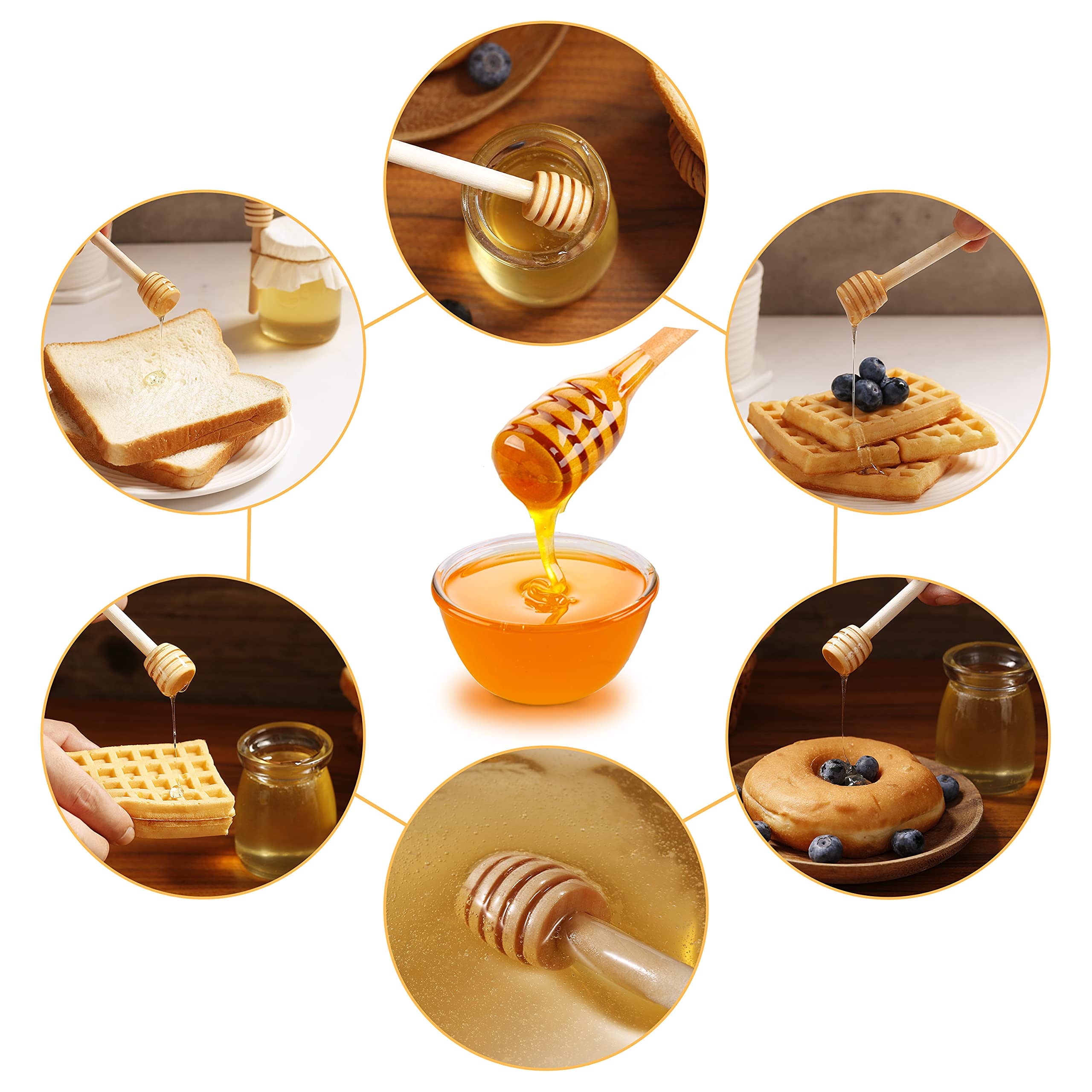 30 Pcs Honey Dipper Sticks, 3 inch Mini Wooden Honeycomb Stick, Small Honey Spoons Stirrer Stick for Honey Jar Dispense Drizzle Honey and Wedding Party Favors Gift