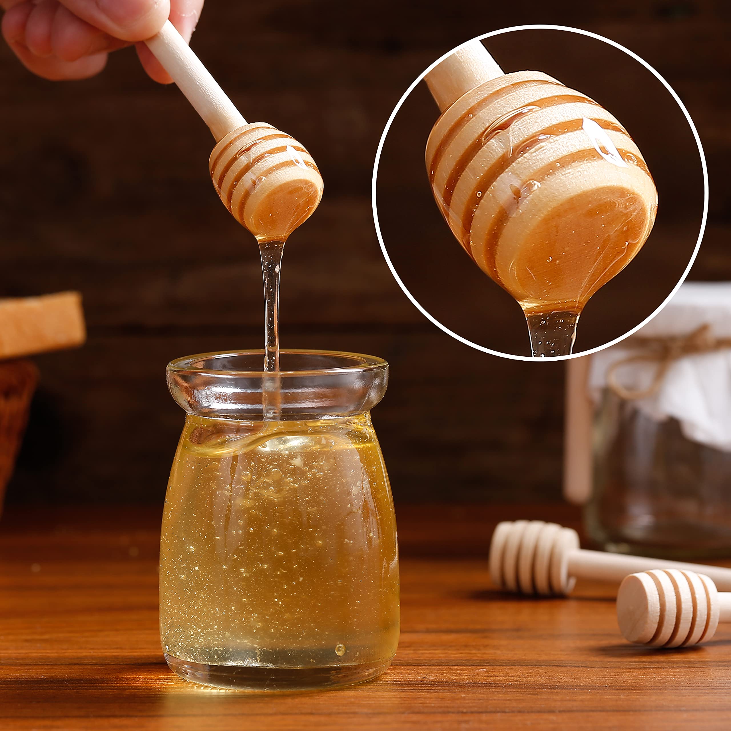 30 Pcs Honey Dipper Sticks, 3 inch Mini Wooden Honeycomb Stick, Small Honey Spoons Stirrer Stick for Honey Jar Dispense Drizzle Honey and Wedding Party Favors Gift