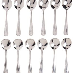 Winco 12-Piece Dots Bouillon Spoon Set, 18-0 Stainless Steel,Silver