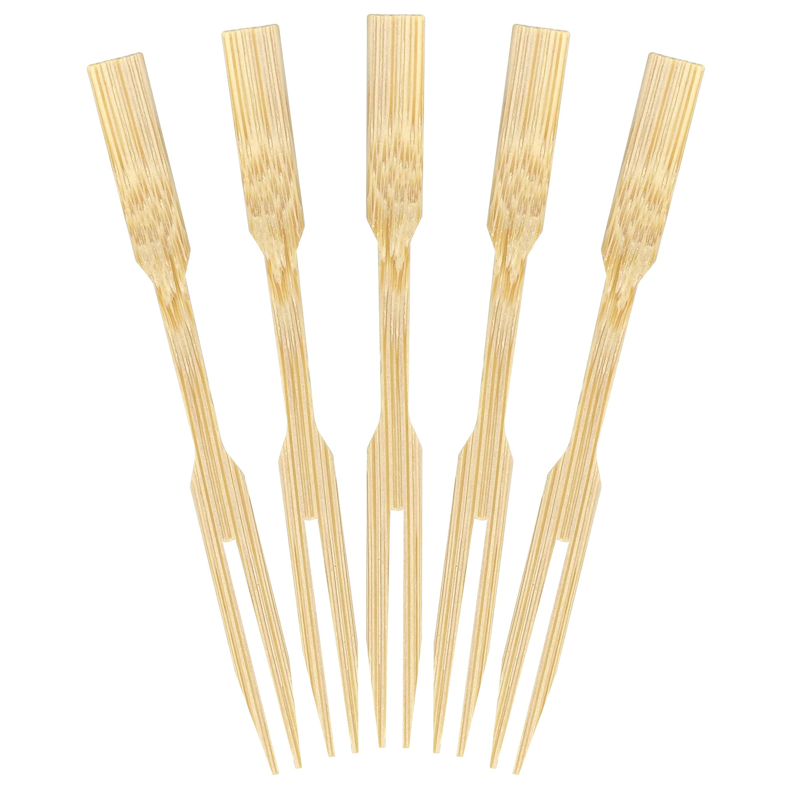 BambooMN Premium 3.5" Bamboo Mini Cocktail Tasting Forks Fruit Picks Party Supplies, 2000 Pieces