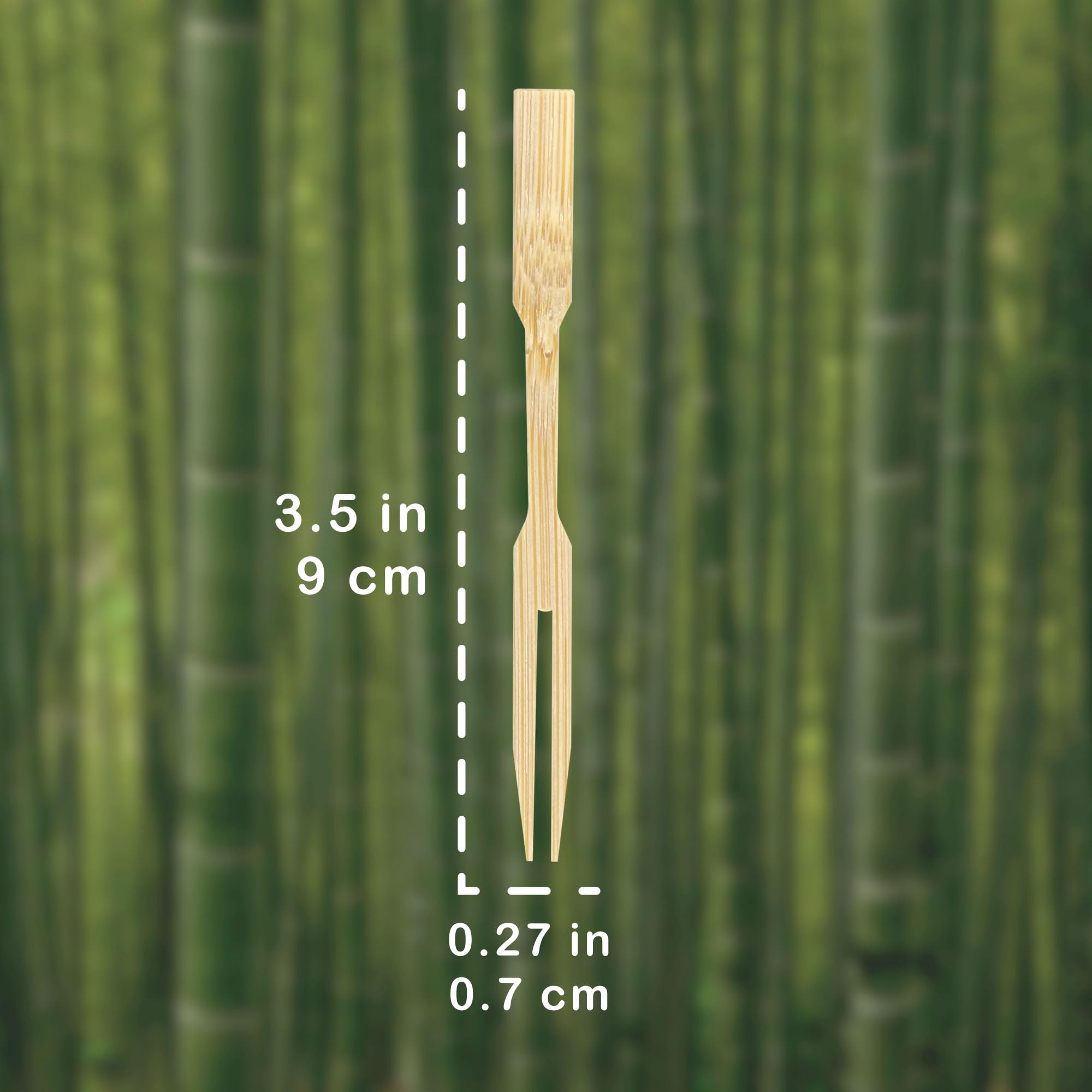 BambooMN Premium 3.5" Bamboo Mini Cocktail Tasting Forks Fruit Picks Party Supplies, 2000 Pieces