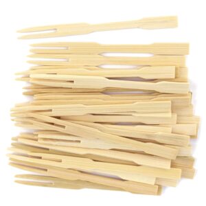 BambooMN Premium 3.5" Bamboo Mini Cocktail Tasting Forks Fruit Picks Party Supplies, 2000 Pieces