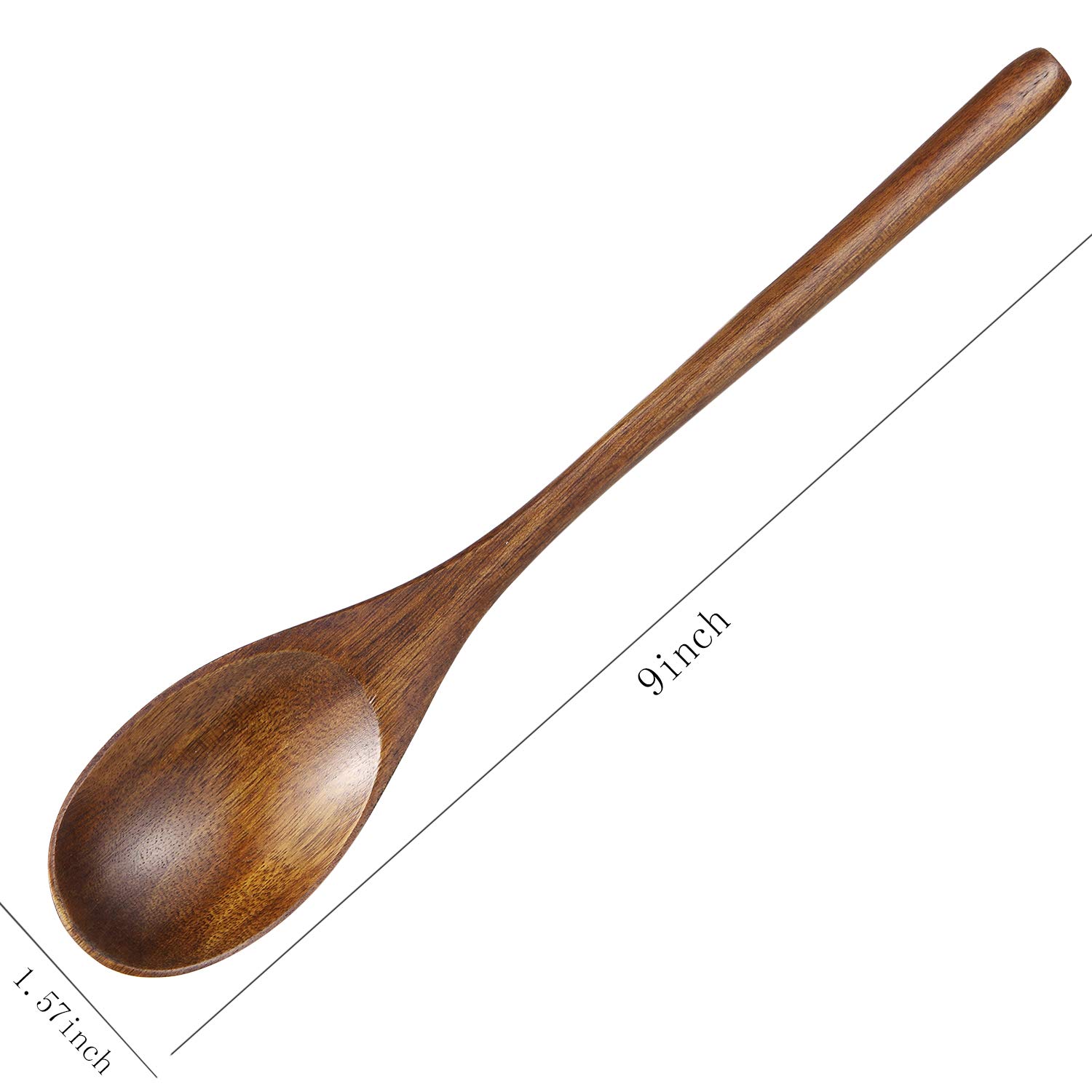 Wooden Spoons, Wood Soup Spoons for Eating Mixing Stirring, 6 Pieces 9 Inch Japanese Style Eco-Friendly Long Handle Spoon Suitable for Everyday Use