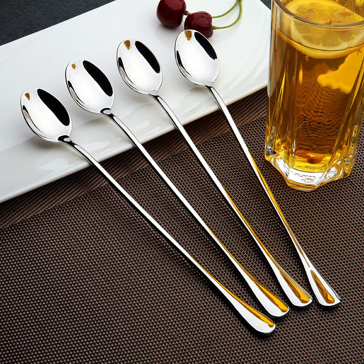 9-inch Long Handle Stirring Spoon, Ice Tea Coffee Spoon, Stainless Steel Cocktail Mixing Spoons - Set of 8