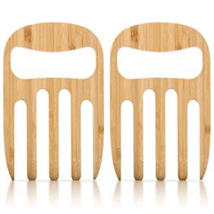 2 Pieces Bamboo Salad Hands,Salad Servers Bamboo Serving Hands Latest Gripper Design Salad Claws Set for Serving Salad, Pasta, Fruit on Your Kitchen Counter, 6 Inches (Wood Color)