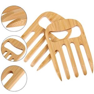 2 Pieces Bamboo Salad Hands,Salad Servers Bamboo Serving Hands Latest Gripper Design Salad Claws Set for Serving Salad, Pasta, Fruit on Your Kitchen Counter, 6 Inches (Wood Color)