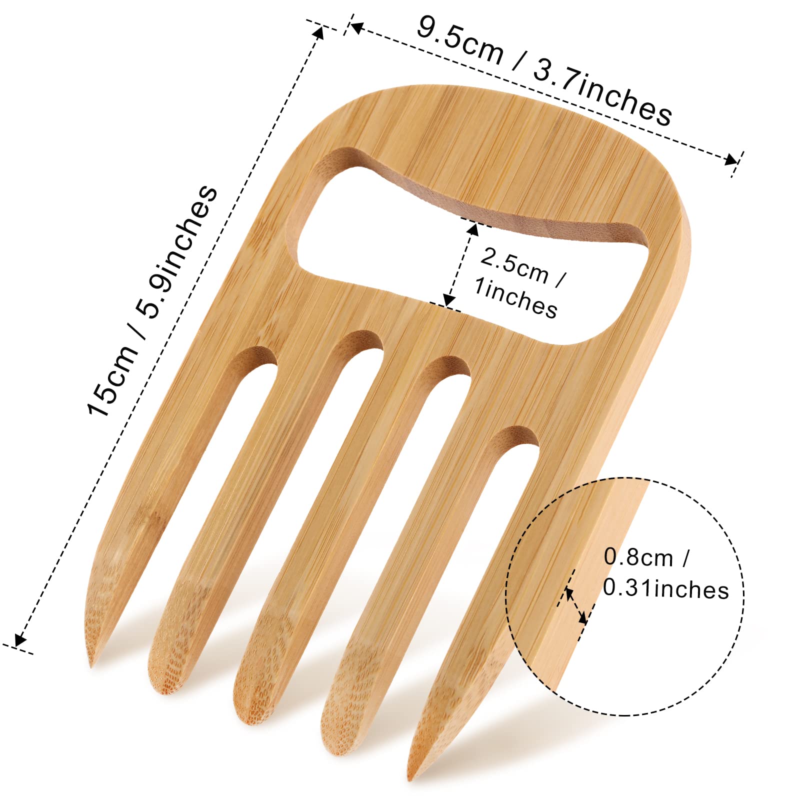 2 Pieces Bamboo Salad Hands,Salad Servers Bamboo Serving Hands Latest Gripper Design Salad Claws Set for Serving Salad, Pasta, Fruit on Your Kitchen Counter, 6 Inches (Wood Color)