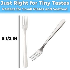 Super Durable, Elegant Mini Cocktail Forks 36 Pcs. Stainless Steel Tasting or Sampling Fork Set for Hors D'Oeuvres, Appetizers, Mussels, Crab. Small Metal Flatware Is Great for Restaurants and Events