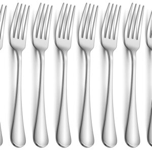 Lazooy Stainless Steel Dinner Forks Rustproof Silverware Dinner Table Fork for Dessert Lightweight Dishwasher Safe, Set of 8