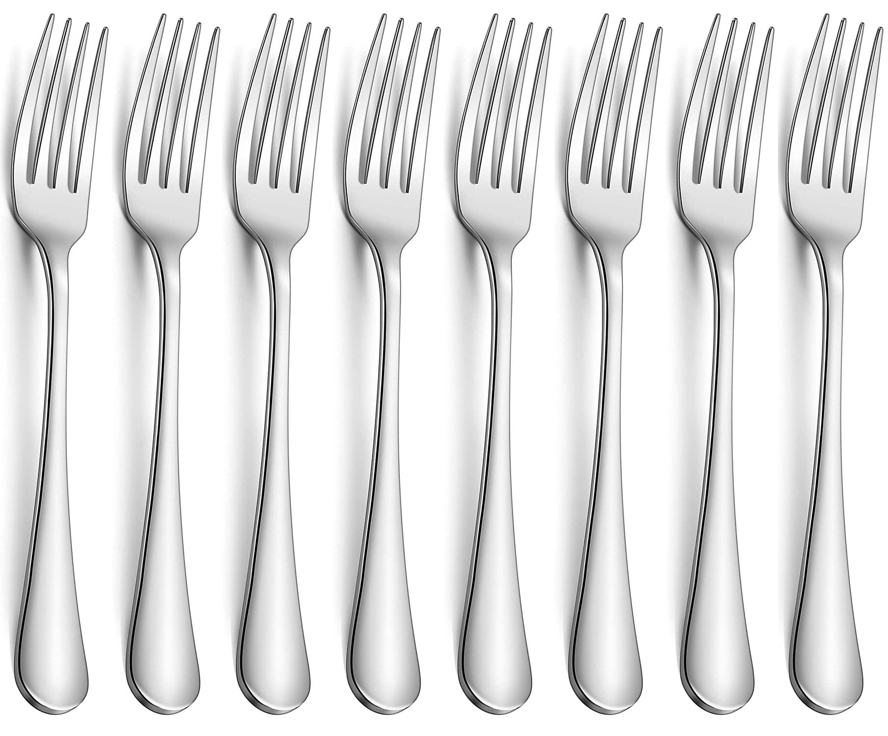 Lazooy Stainless Steel Dinner Forks Rustproof Silverware Dinner Table Fork for Dessert Lightweight Dishwasher Safe, Set of 8