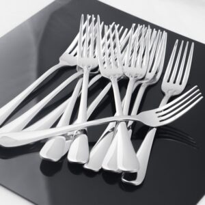 Lazooy Stainless Steel Dinner Forks Rustproof Silverware Dinner Table Fork for Dessert Lightweight Dishwasher Safe, Set of 8