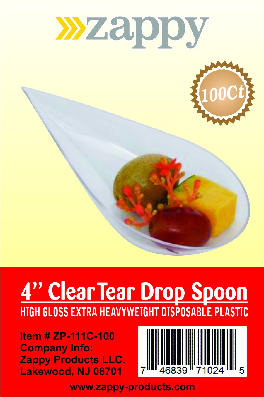 Zappy - 100 Clear 4 Inches Plastic Tear Drop Appetizer Spoon Clear Plastic Spoon Tasting Spoons Soup Spoons/Asian Spoon Dessert Dish Bowls Teardrop Plates Spoons