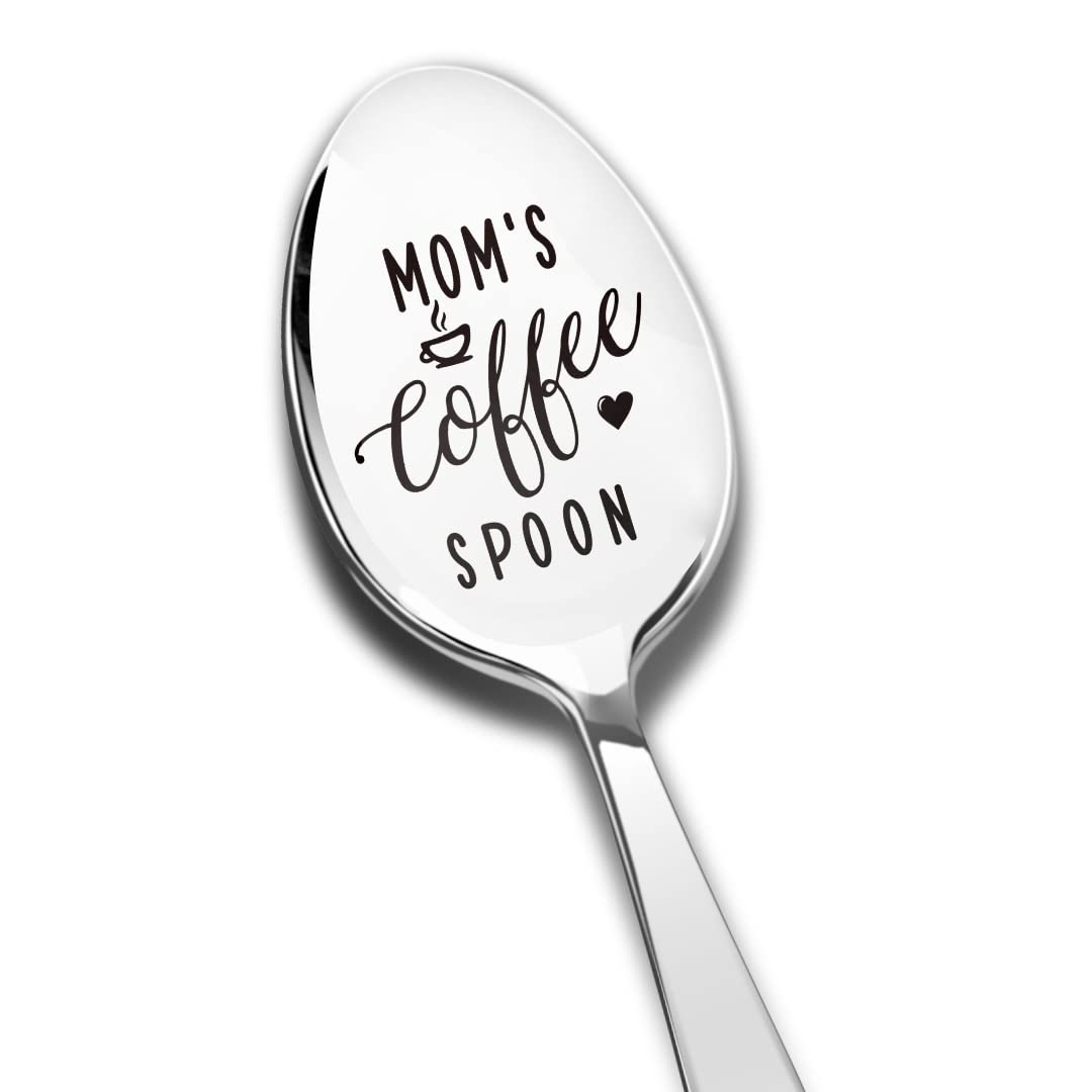 Mom's Coffee Spoon Engraved Stainless Steel Funny, Mom Gifts from Daughter Son, Best Teaspoon Coffee Spoon Gifts for Mother Birthday Mother's Day Christmas