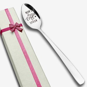 Mom's Coffee Spoon Engraved Stainless Steel Funny, Mom Gifts from Daughter Son, Best Teaspoon Coffee Spoon Gifts for Mother Birthday Mother's Day Christmas