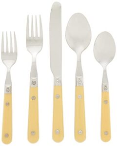 ginkgo international le prix stainless steel dishwasher-safe 30piece flatware set, service for 6, yellow,22704