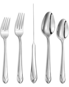 keawell elena silverware set, service for 4, 18/10 stainless steel, mirror finish, dishwasher safe