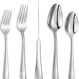 KEAWELL Elena Silverware Set, Service for 4, 18/10 Stainless Steel, Mirror Finish, Dishwasher Safe