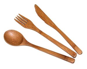 totally bamboo 3-piece bamboo flatware set, dishwasher-safe fork, spoon and knife