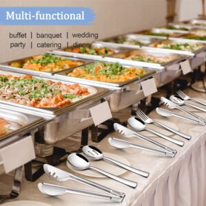 LIANYU 12 Piece Serving Utensils, Stainless Steel Serving Spoons Set, Include 3 Serving Spoons, 3 Slotted Spoons, 3 Serving Forks, 3 Metal Tongs for Kitchen Buffet Party Banquet Entertaining