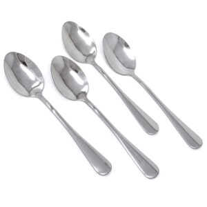 Honbay 4-Piece 17.2cm/6.77inch Oval Shape Stainless Steel Dinner Spoons Soup Spoons for Home, Restaurant, Office, School and More