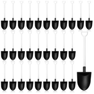 novelty mini shovel spoons for dessert disposable plastic shovel shaped spoons mini dessert spoons for ice cream cake pudding yogurt family construction birthday party supplies (150 pcs, black)