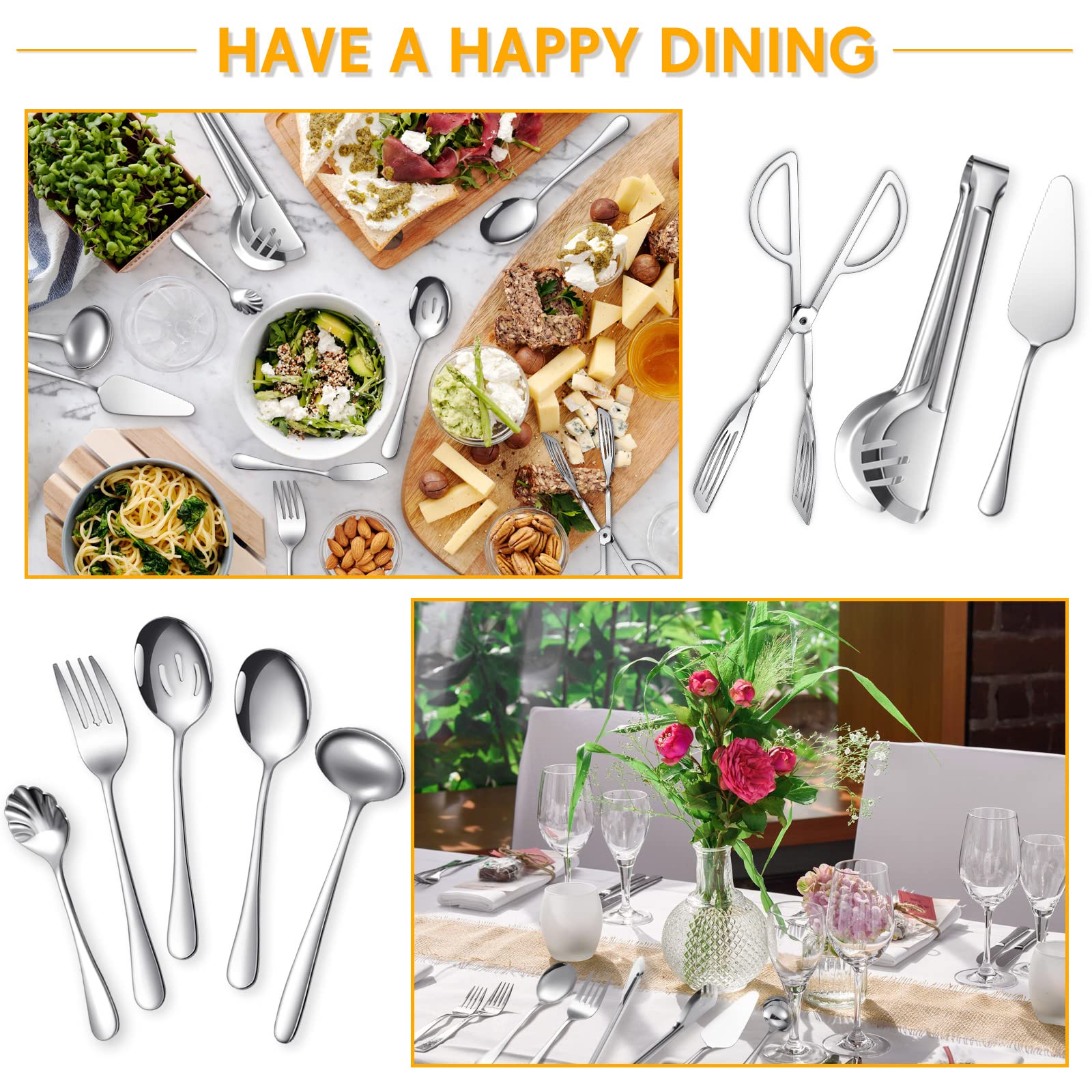 31 Pcs Serving Utensils Include Large Serving Spoons Slotted Serving Spoons Serving Forks Serving Tongs Soup Ladle and Pie Server Buffet Catering Serving Utensils for Dishwasher Safe