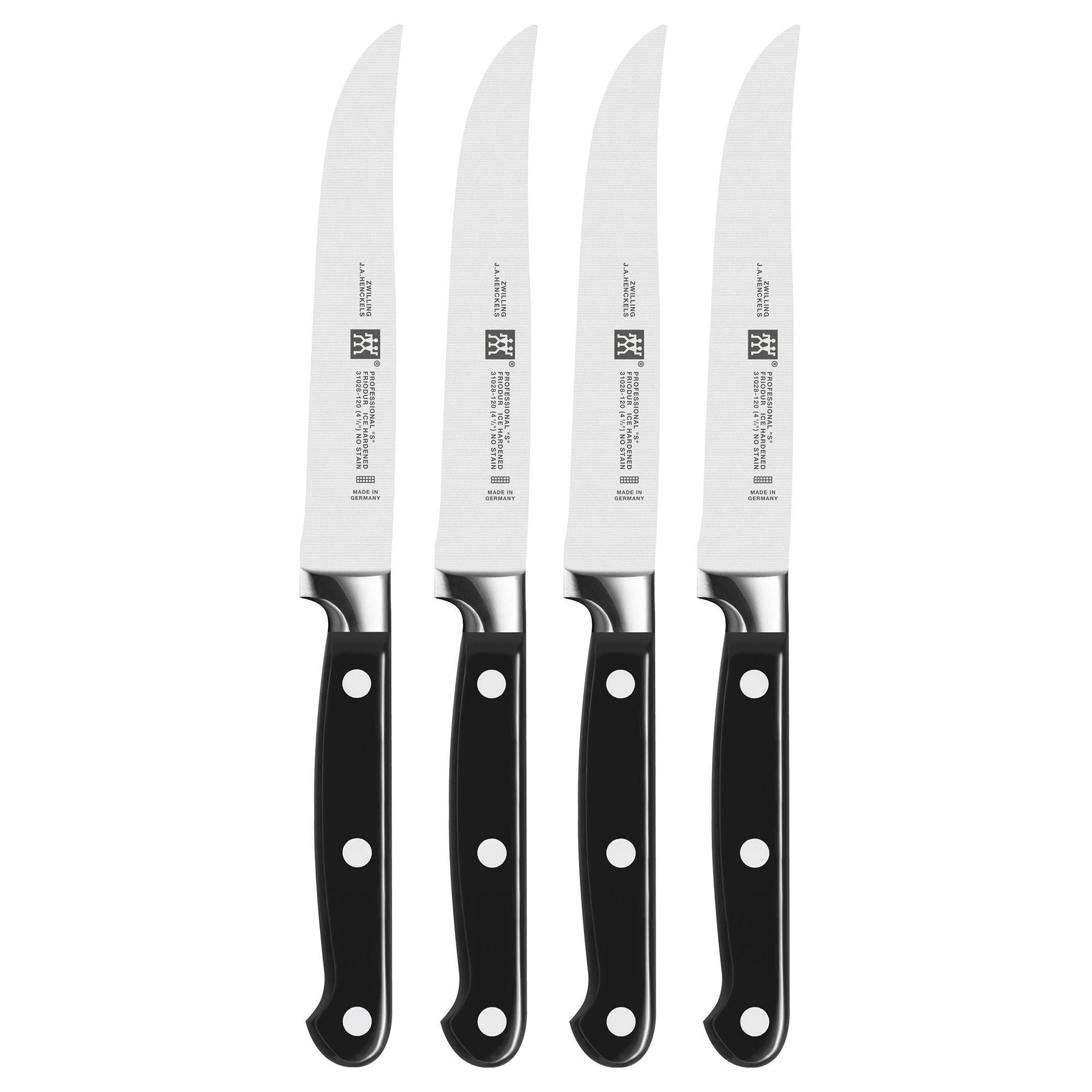 ZWILLING Professional S 4-Piece Razor-Sharp German Steak Knife Set, Made in Company-Owned German Factory with Special Formula Steel perfected for almost 300 Years, Dishwasher Safe